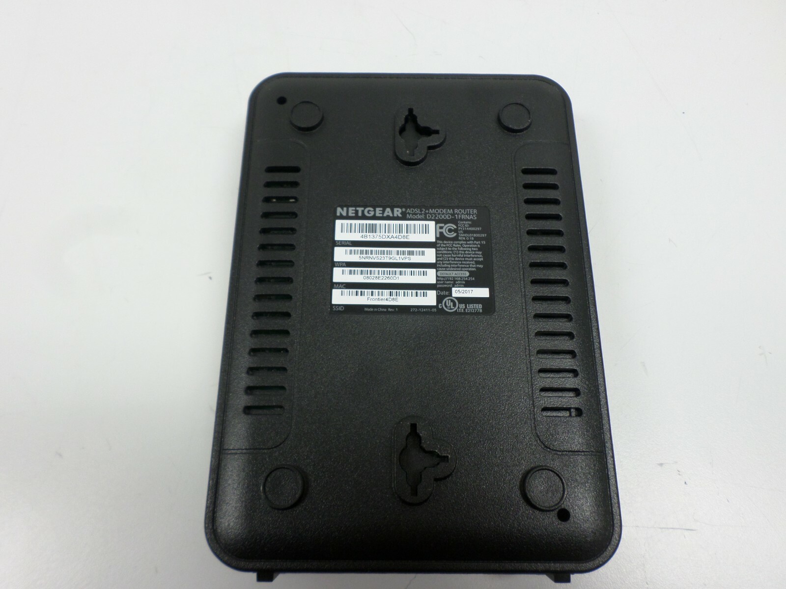 Frontier Netgear ADSL2+ Modem Router Model D2200D-1FRNAS | eBay