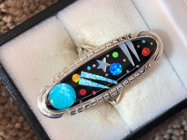 STRIKING Knuckle Long Cool NASA ring Ladies 8 Opal Turquoise Mars Comet *VIDEO* | eBay