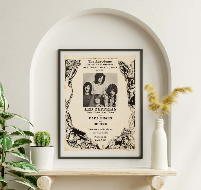 Led Zeppelin Vancouver, Canada May 10 1969 Concert Poster Reprint Wall ...