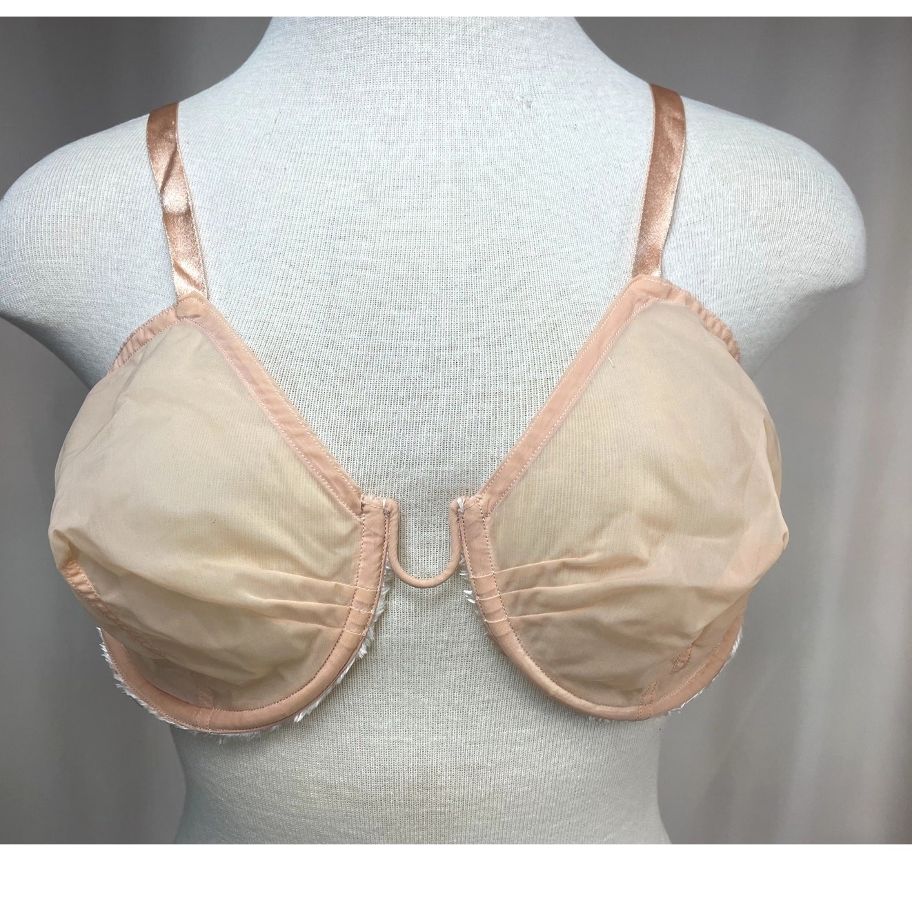 Vintage 50s ELLE Peach Monowire Sheer Bra (32 D) Fren… - Gem