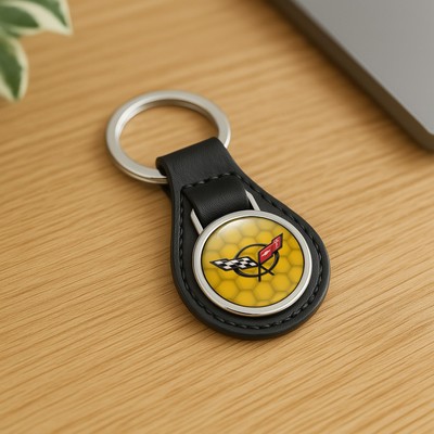 Corvette C5 Classic Leather Keychain | Car Logo Keyring | Auto Key Fob ...