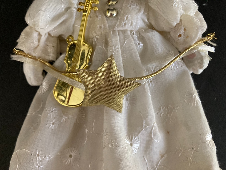 Hanging Dog Angel Figurine 8" in length, with Violin and Star | eBay