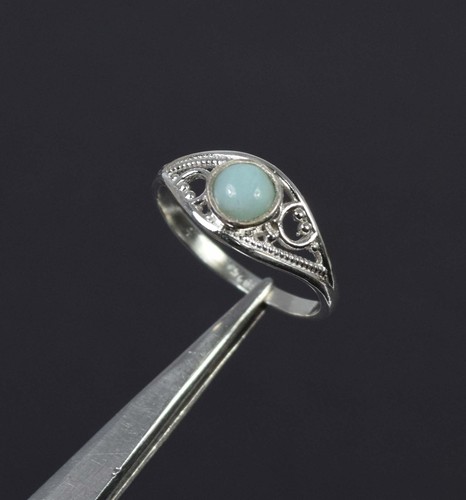 925 Solid Sterling Silver Blue Larimar Plaster Round Ring-4 TO 11 Size ...