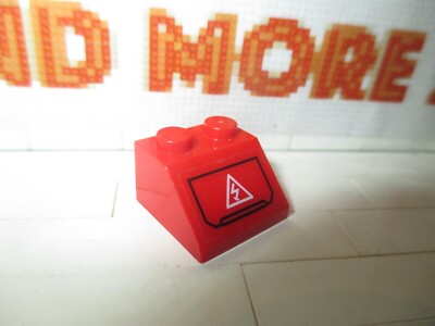 Lego - 1x Slope Pente 2x2 White Electricity Danger Sign Black Pattern ...