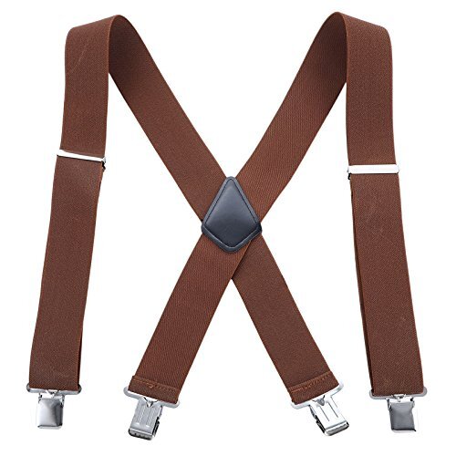 Mens Solid Color Regular X-Back Clip On Suspenders Adjustable Formal ...