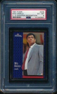 WES UNSELD 1991-92 Fleer 3D Acrylic Wrapper Redemption #209 PSA 6 EX ...