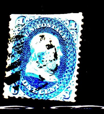 2519CTY8 EXCELLENT USED LH 1C BLUE FRANKLIN STAMP -1865-1870 | eBay