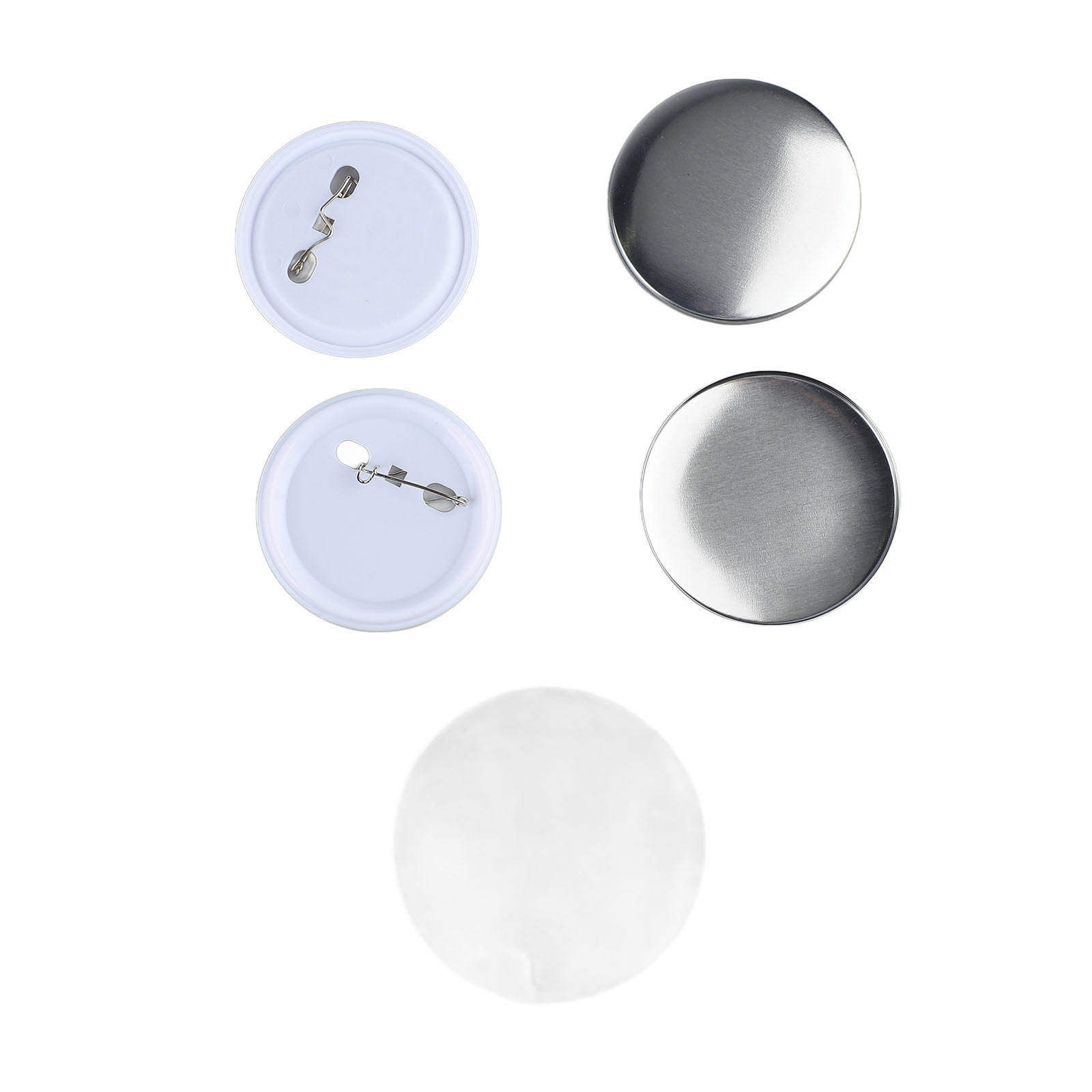 100 Set Pin Back Button Parts 2.3 Inch Diameter Tinplate Base Button ...