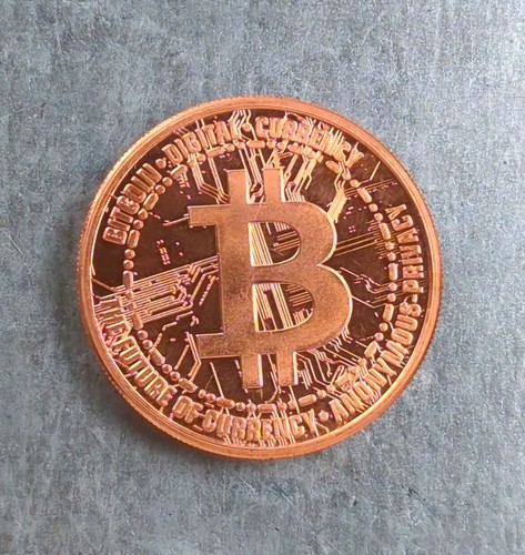 BITCOIN 1oz COPPER COIN w/ Neodymium N52 Fridge/Locker Magnet on Back ...
