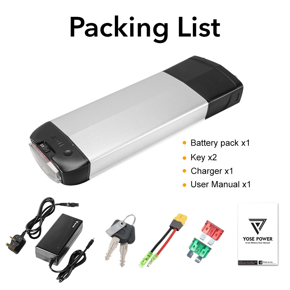 36V13Ah E-Bike Lithium-ion Rear Seat Battery Fit Rear Rack Electric ...