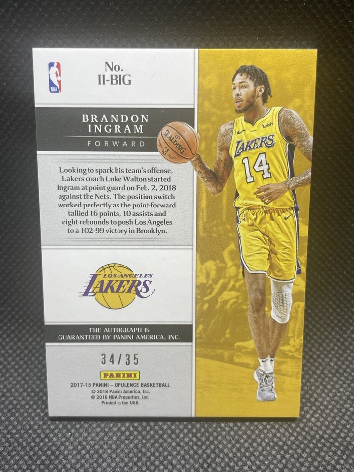 2017 Opulence Identifying Ink Brandon Ingram Autograph /35 On Card #II ...