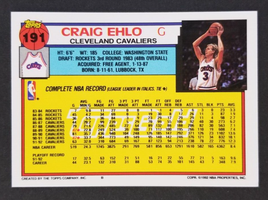 Craig Ehlo 1992-1993 Topps Gold Basketball Card #191 (NM) | eBay