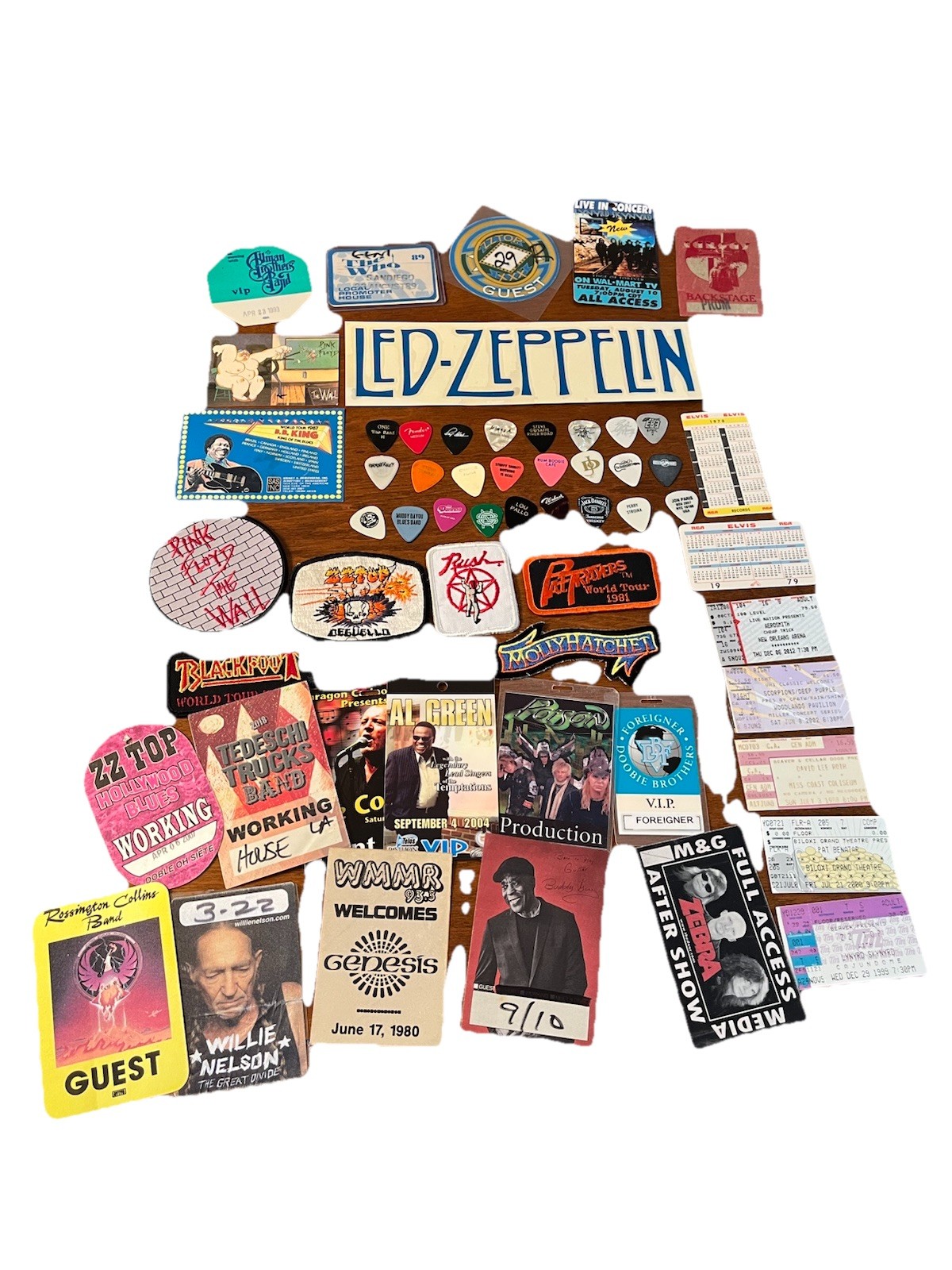 Lot of Vintage Rock Memorabilia, Ticket Stubs Patches, Passes, Picks ...