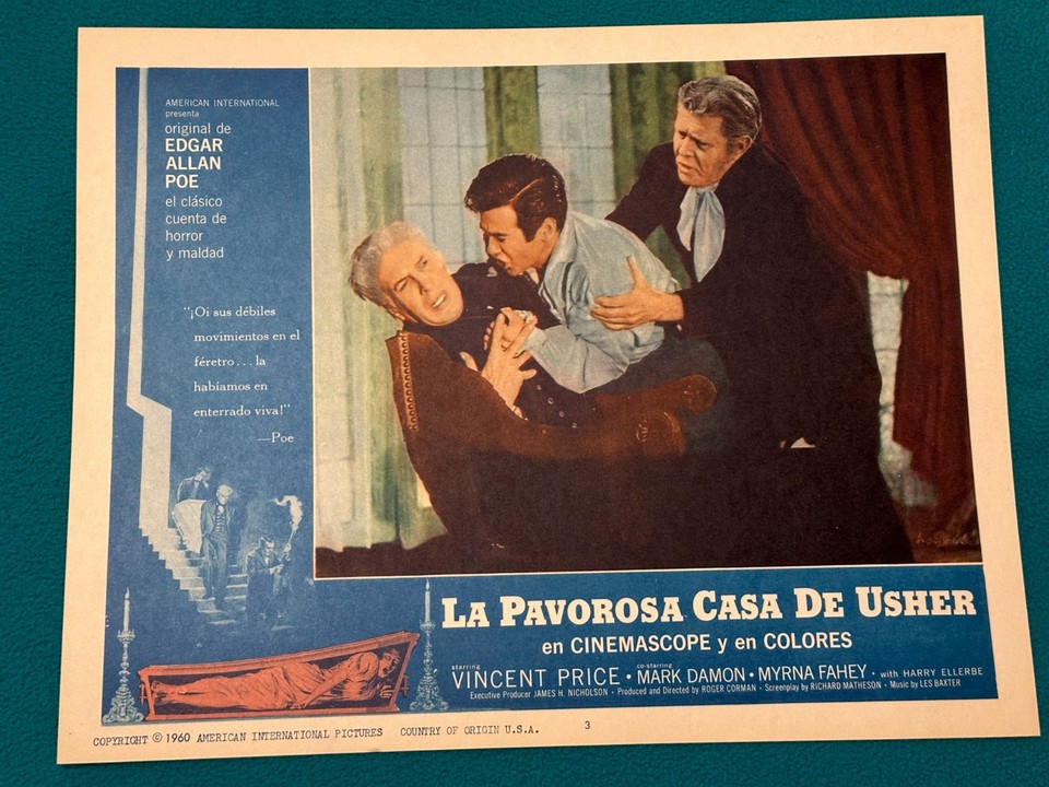House Of Usher - Horror - Lobby Cards set of 8 - Original set - 1960 ...
