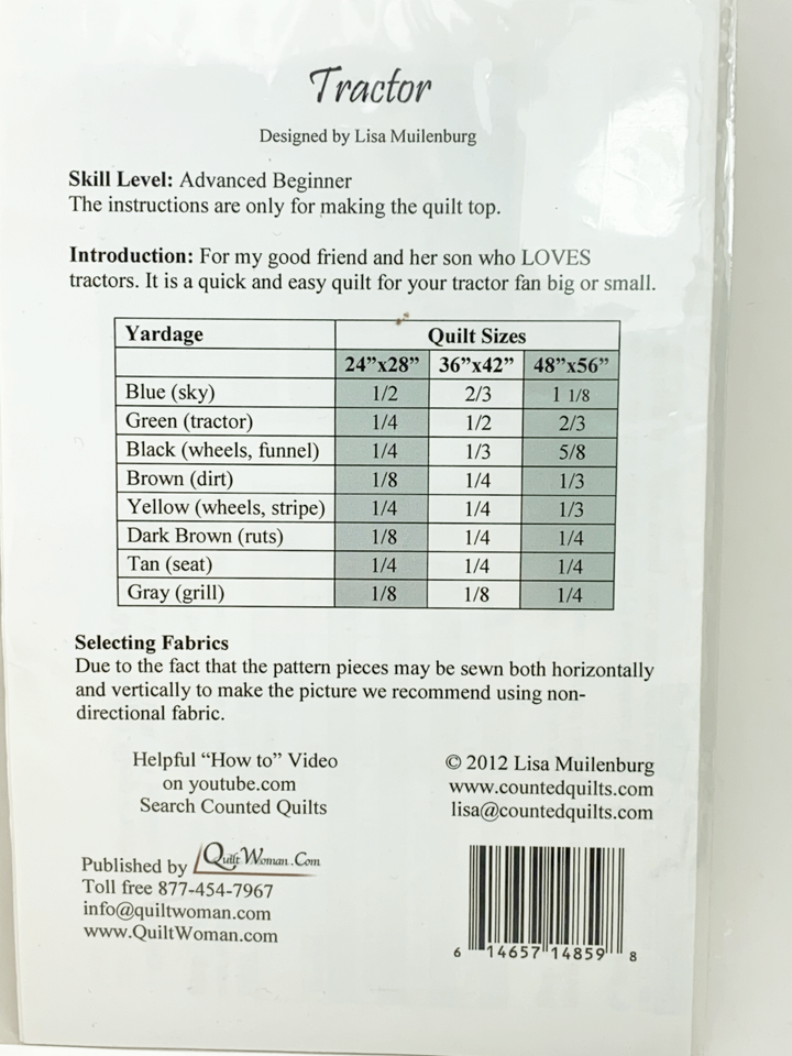 Tractor Quilt Pattern 3 Sizes Wall Crib Lap UNCUT Counted Quilts ...