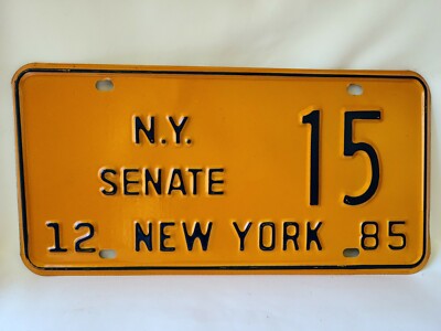 Vintage 1985 New York Senate #15 License Plate 1021 | eBay