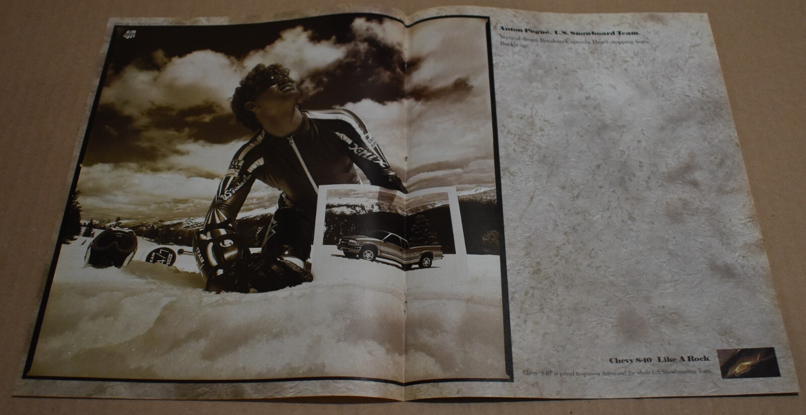 1997 Print Ad Anton Pogue U S Snowboard Team Chevy S-10 Like a Rock Art ...