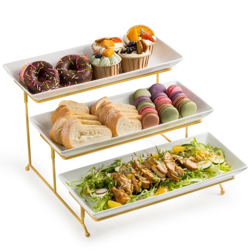 3 Tier Serving Stand And Platters Set Large Tiered Serving Platters ...