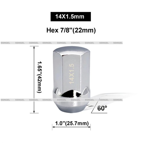 9596070 GM CHEVY GMC FACTORY OEM M14x1.5 Wheel Lug Nuts 22 HEX CHROME ...