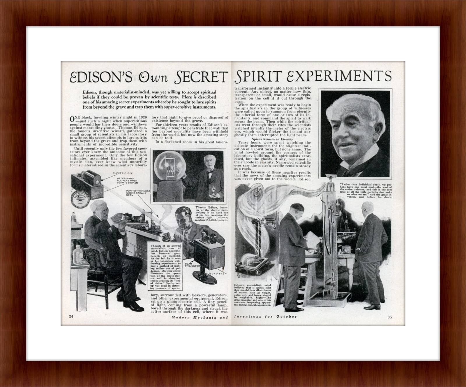 Nikola Tesla Thomas Edison Spirit Phone Modern Mechanix Spooky Photo ...