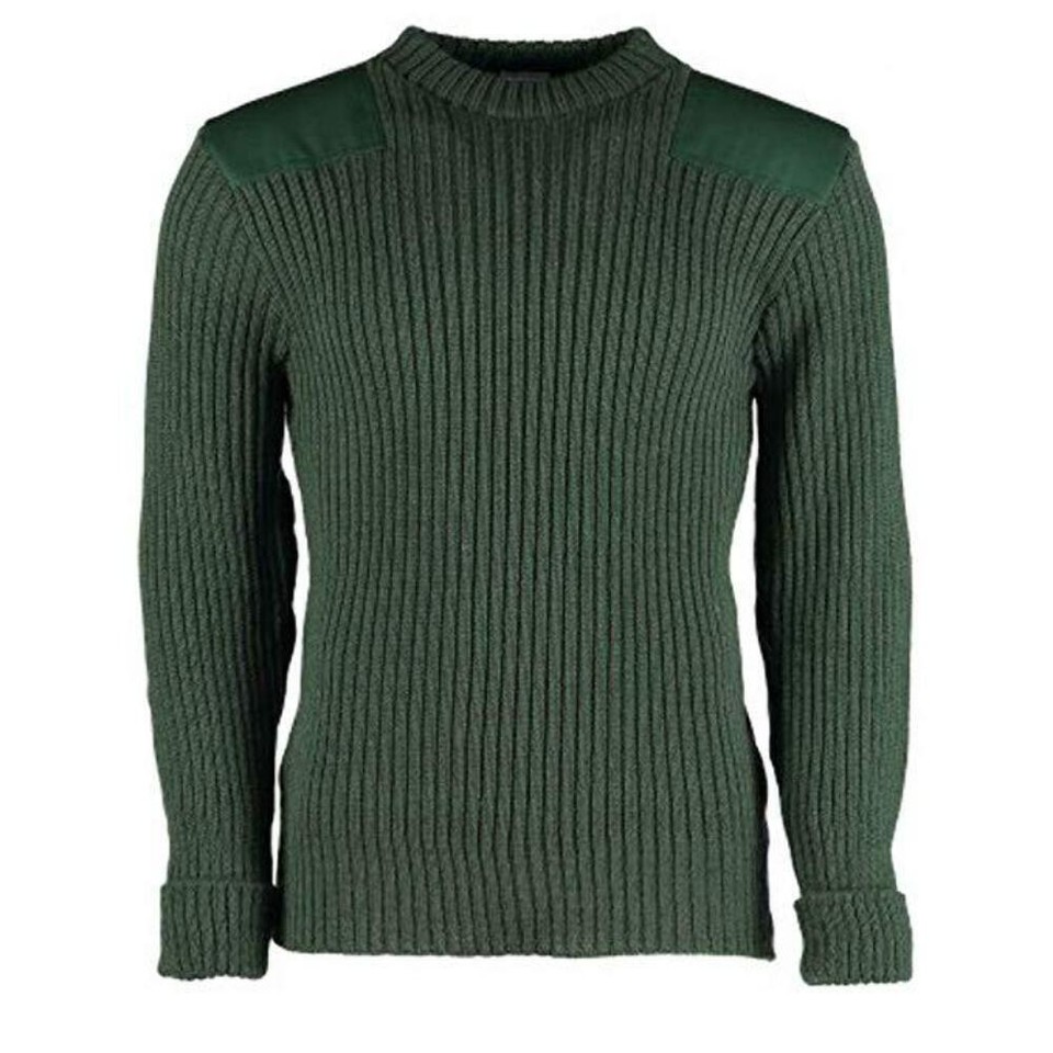 British Commando Sweater Woolly Pully CREW Neck with EPAULETS - Various ...