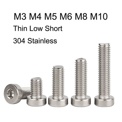 M3 M4 M5 M6 M8 M10 Thin Low Short Socket Head Cap Screw Bolts 304 ...