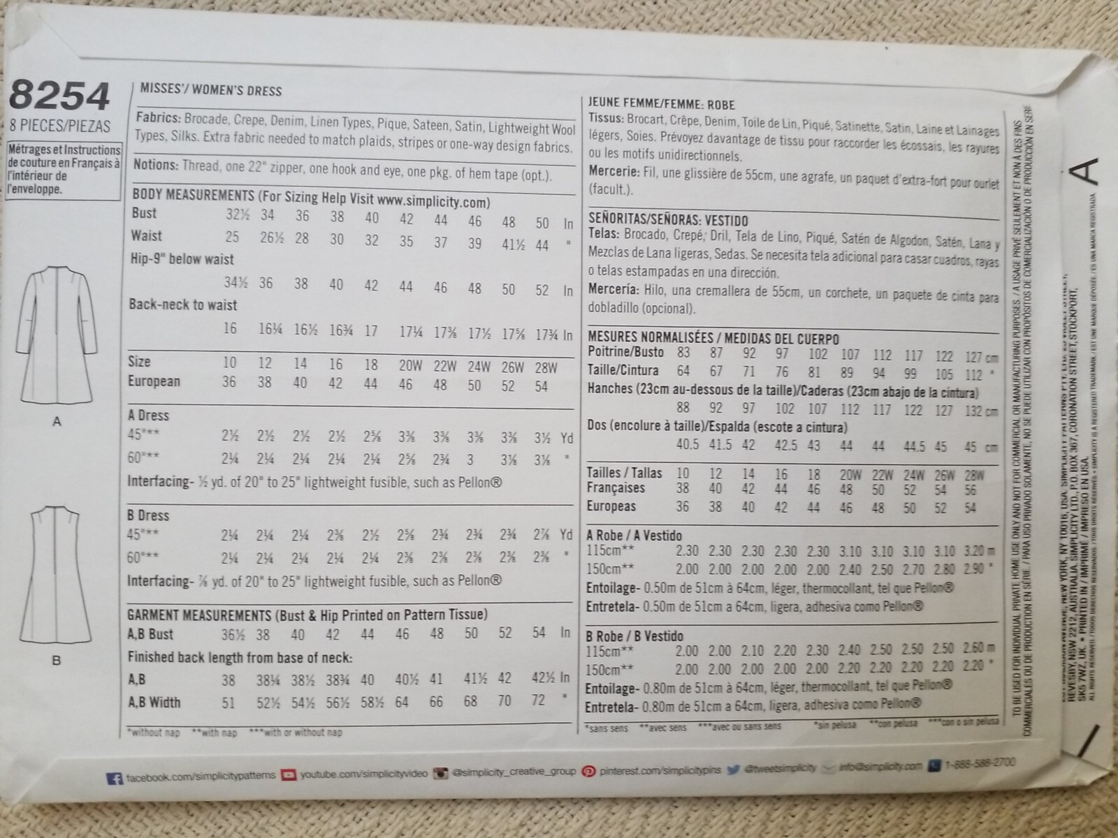 OOP Simplicity Sewing Pattern 8254 2 1960s Repro Dresses Sz 10 12 14 16 ...