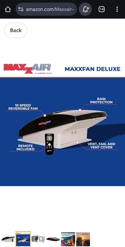 Maxx Air MaxxFan Vent Fan Deluxe 10 Speed with Thermostat Remote 7500K ...