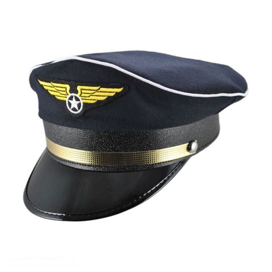 NAVY BLUE PILOT CAPTAIN HAT AVIATOR AIRPLANE AIR FORCE AIRLINE COSTUME ...
