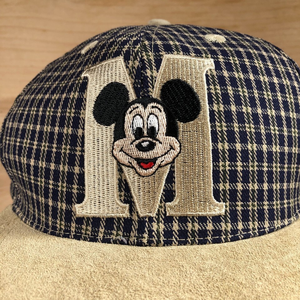 Disney Mickey Mouse Goofy Hat Co Snapback Blue Tan Plaid Suede Bill ...