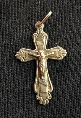 Antique Ukrainian ORTHODOX CROSS Pendant STERLING SILVER CRUCIFIX 925 ...