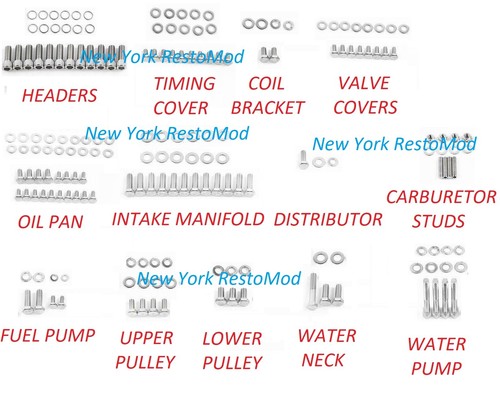 BBC STAINLESS STEEL ENGINE BOLT KIT HEX Head LWP 396 427 454 Big Block ...