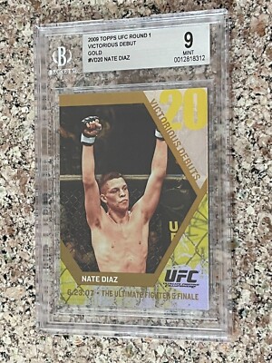 2009 Topps UFC Round 1 Gold Victorious Debuts NATE DIAZ /88 BGS 9 LOW ...