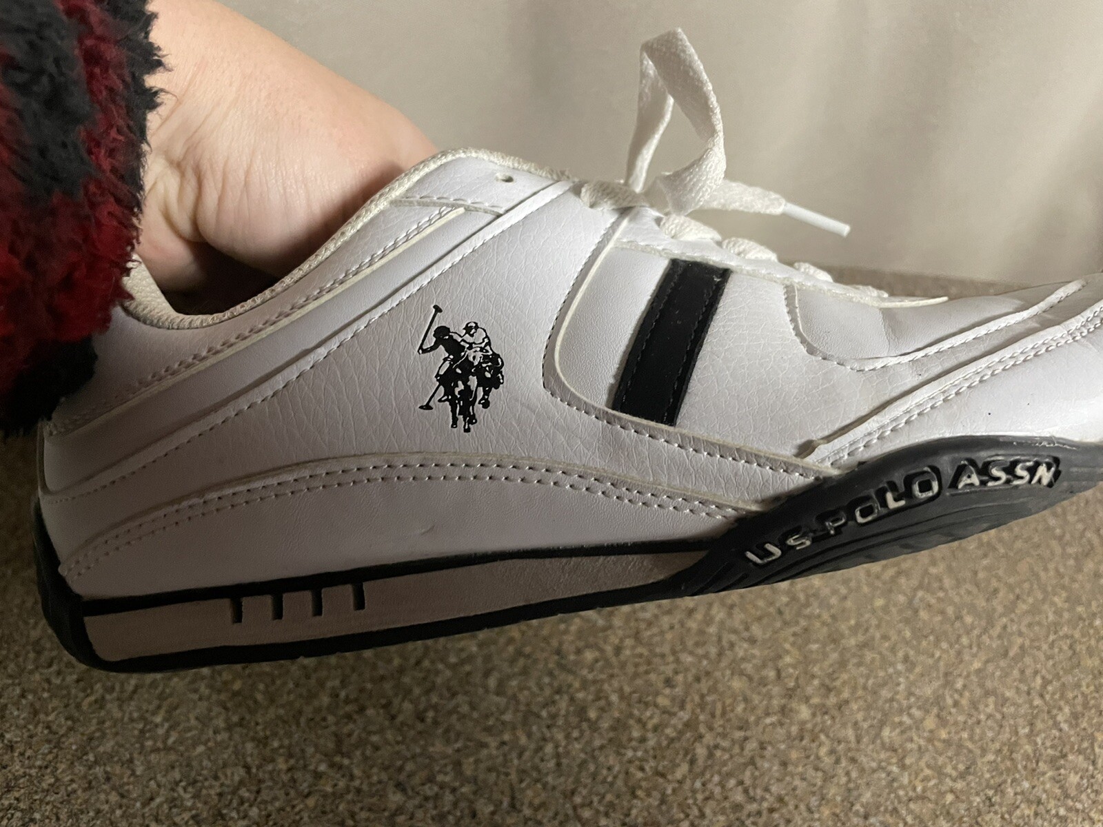 Vintage U.S. Polo Assn. USPA Leather Sneakers Womens Sz 9 - White Black ...