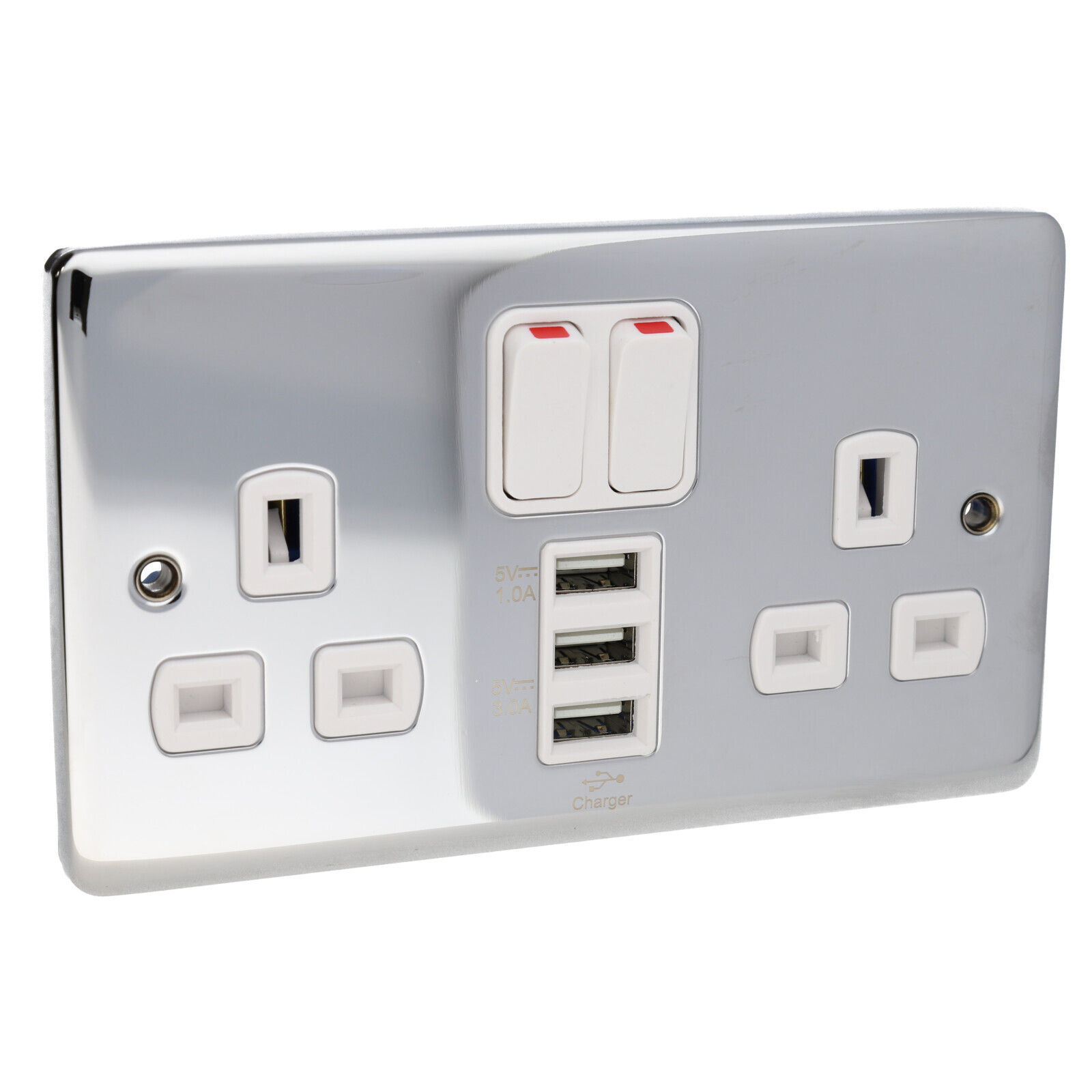 DETA Chrome Faceplates Light Switch/Power/Cooker/Dimmer/Shaver/USB/DATA ...