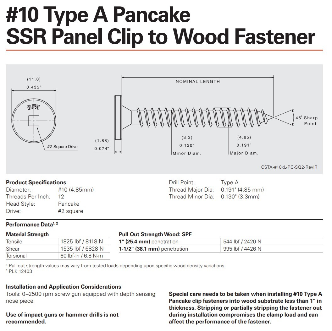 (250) #2 Square Drive #10 x 1" Pancake Head Wood Screw Type A - Roofing ...