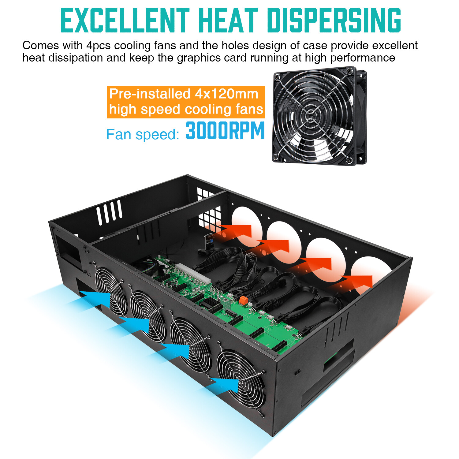 ETH Mining Rig Kit 8 GPUs Miner Case w/Motherboard fit RTX 3060 3070 ...