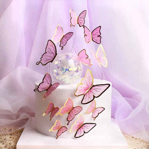 9/10pcs 3D Butterfly Cake Toppers Wedding Birthday Dessert Cupcake ...