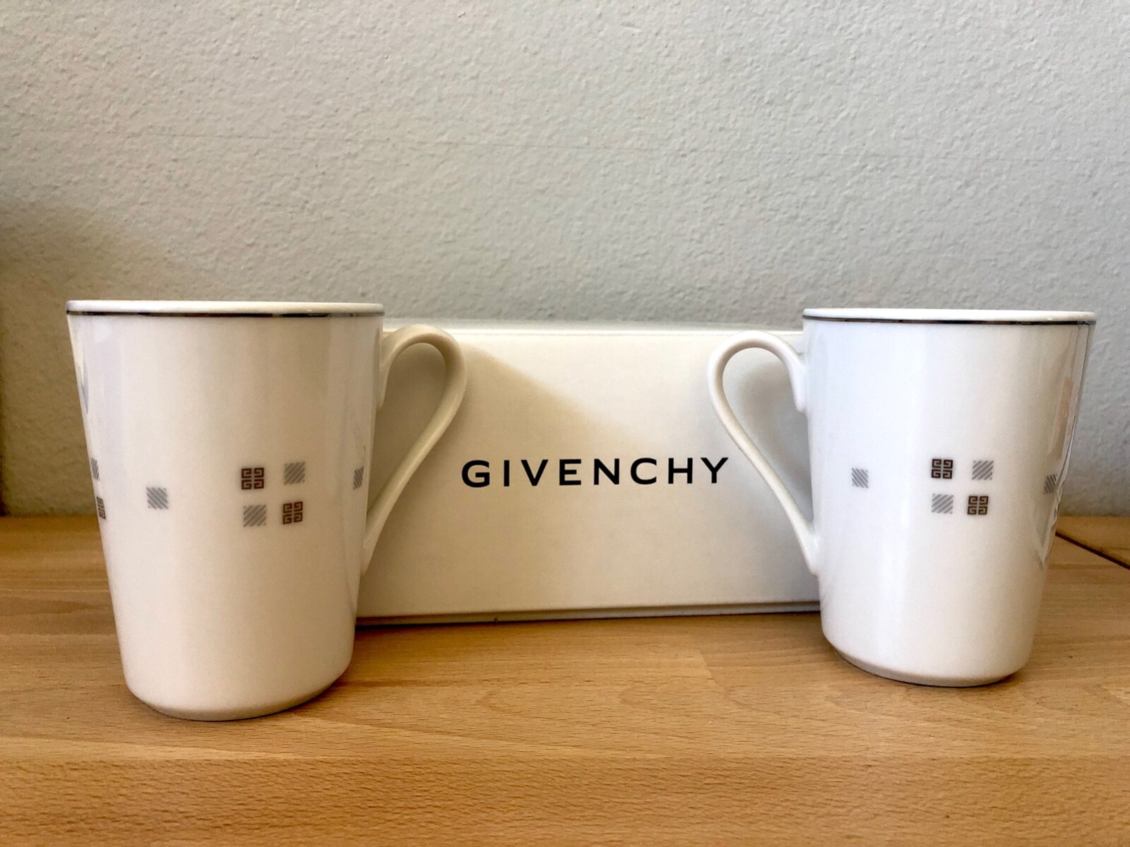 Givenchy Mugs White w/ Gray Pattern Pair | eBay
