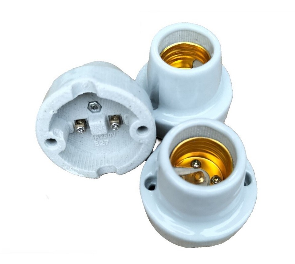 1x E26 E27 Light Socket Porcelain Ceramic Screw Socket Lamp Holder Bulb ...