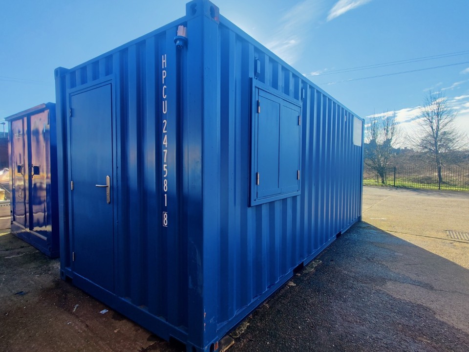 shipping container site office welfare, storage unit split. blue or ...