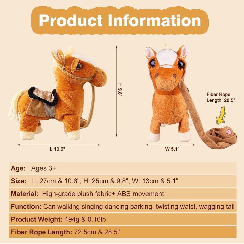 Walking Pony Musical Singing Dancing Plush Interactive Pony Walk Along ...