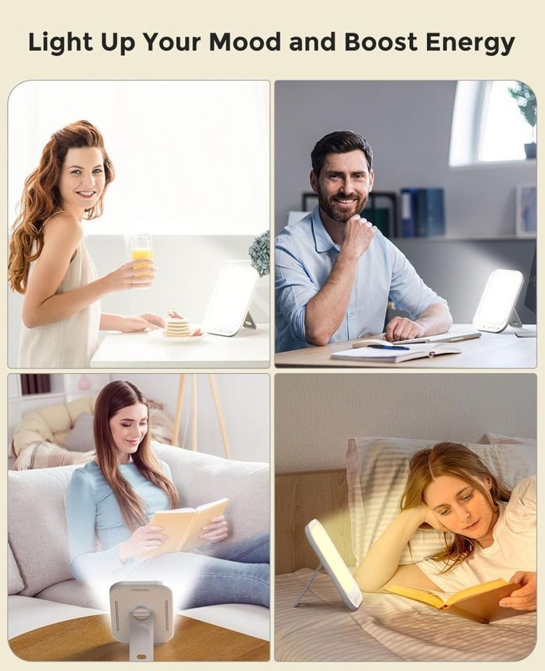 Medical Grade SAD Lamp 10000 Lux UV-Free Sunlight Therapy 3 Colors Home ...