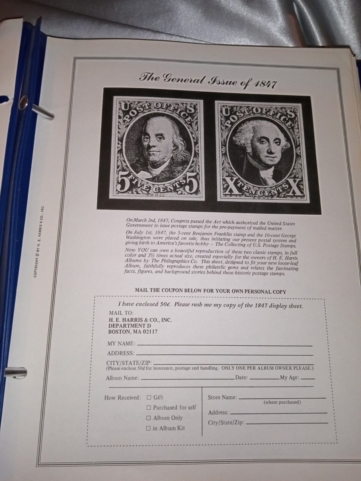 VINTAGE H.E. HARRIS UNITED STATES LIBERTY STAMP ALBUM w/BINDER | eBay