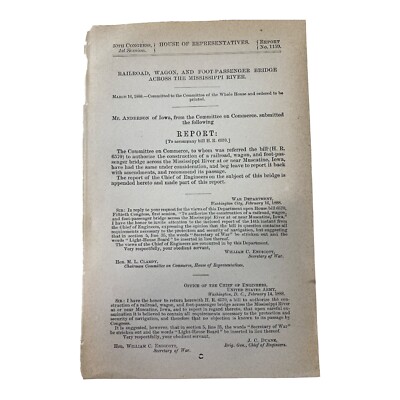 Government Report 3/16/1888 Mr Anderson The Committee on Commerce | eBay
