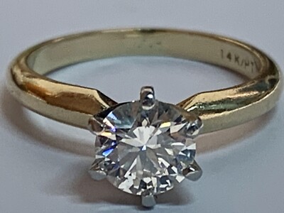 14k Solid Yellow Gold Diamond Ring. Estate, Vintage, .75 carats High ...