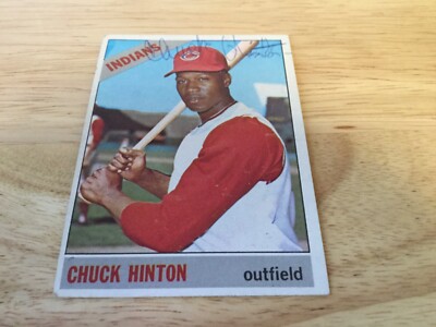 1966 Topps Chuck Hinton Autographed Baseball Card Indians Senators #391 ...