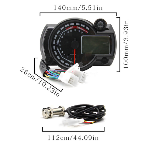 15000rpm Motorcycle Universal LCD Digital Speedometer Tachometer ...