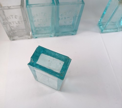 Rare Antique Aqua Blue Glass Battery Jars In Drawer Waite & Bartlett Co ...