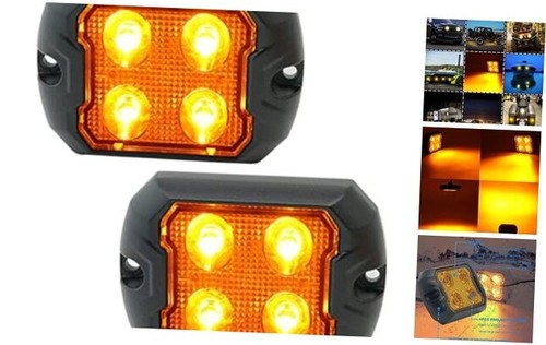 LED Strobe Light Amber Emergency Kit Grille Quad Sync Flashing Surface ...
